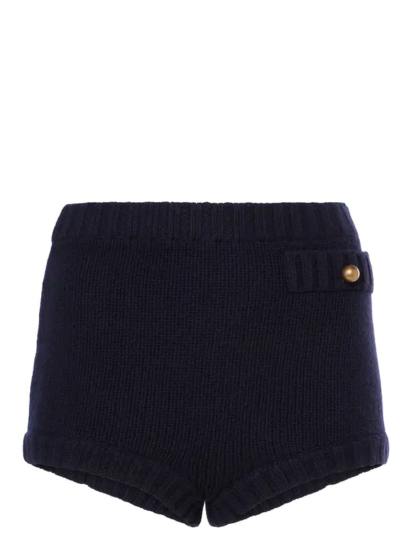 Chloé High-rise Wool And Cashmere Shorts - Blue
