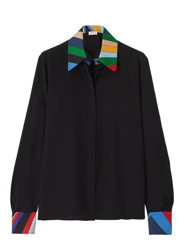 Emilio Pucci Printed Silk-crepe Shirt - Black