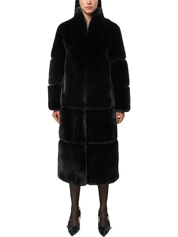 Apparis Sylke Long Faux Fur Coat - Noir