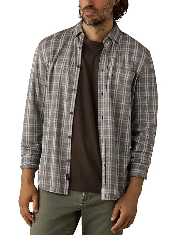 Faherty Brand Coastline Knit Plaid Button Down Shirt - Grey Cloud Plaid
