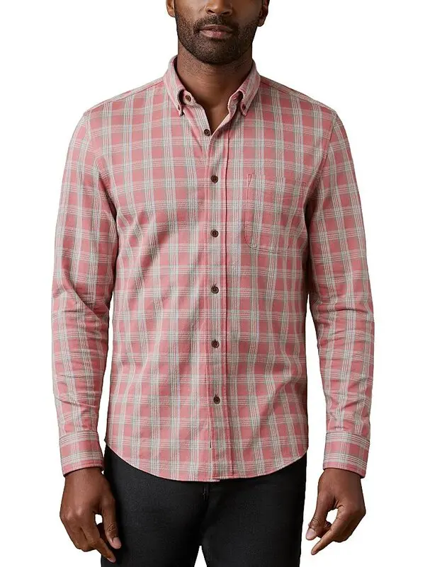 Faherty Brand Coastline Knit Plaid Button Down Shirt - Poppy Field