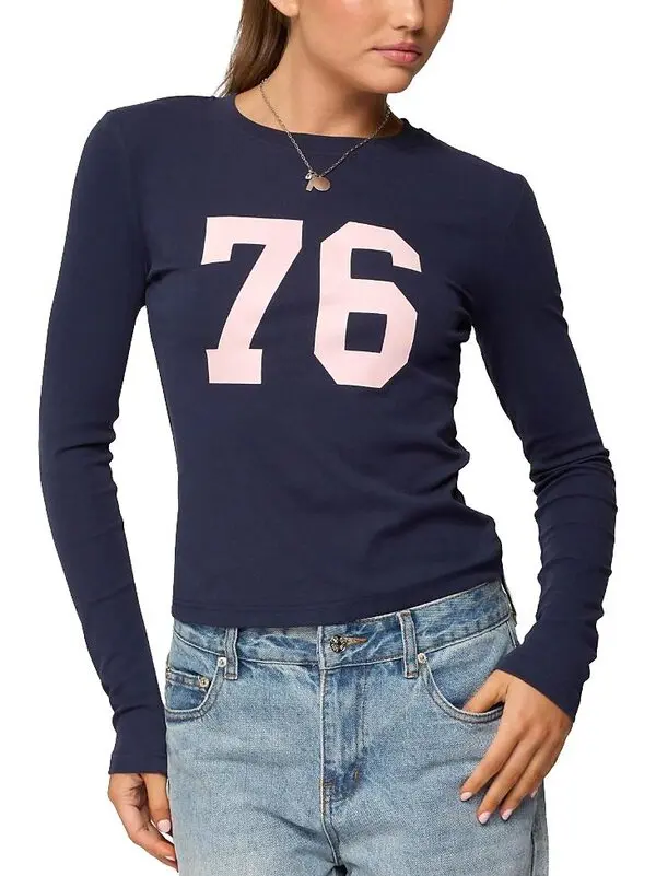 EDIKTED Long Sleeve T-shirt - Navy