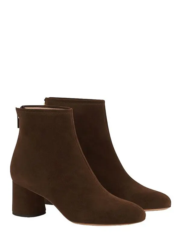 Agl Olga Ankle Booties With Block Heel - Cognac