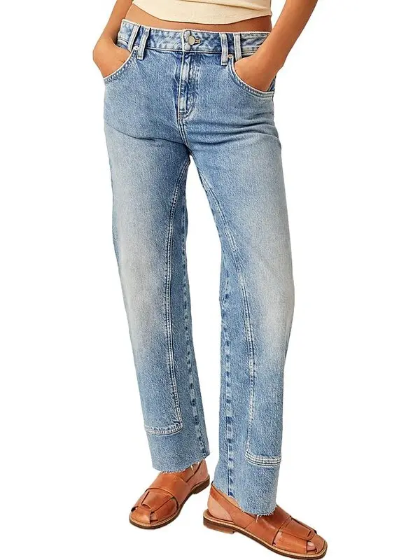 Free People We The Free Risk Taker High Rise Straight Jeans - Mantra