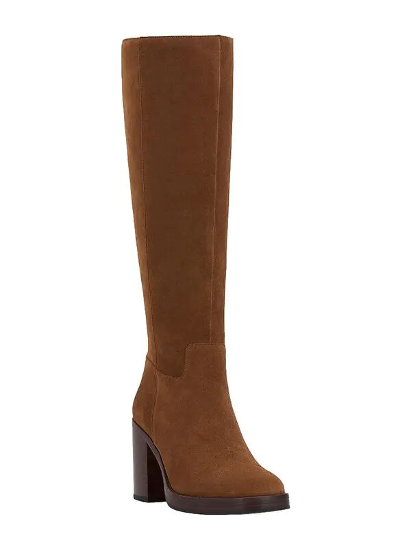 Vince Camuto Gibi Block Heel Boots - Medium Brown
