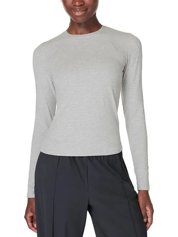 Sweaty Betty Essential Sculpt Long Sleeve Tee - Light Grey Marl