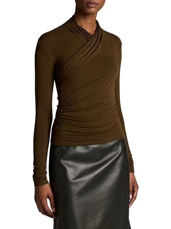 Vince Long Sleeve Wrap Top - Cypress