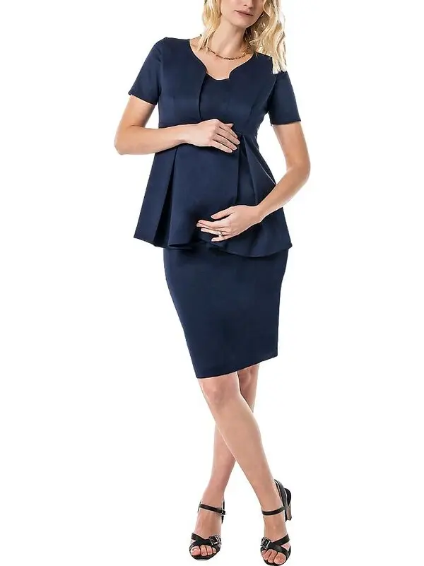 MARION Knee Length Maternity Pencil Skirt - Navy