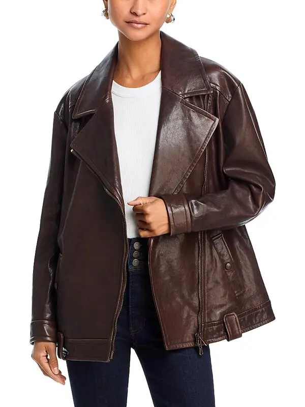 Veronica Beard Thandie Leather Jacket - Dark Chocolate