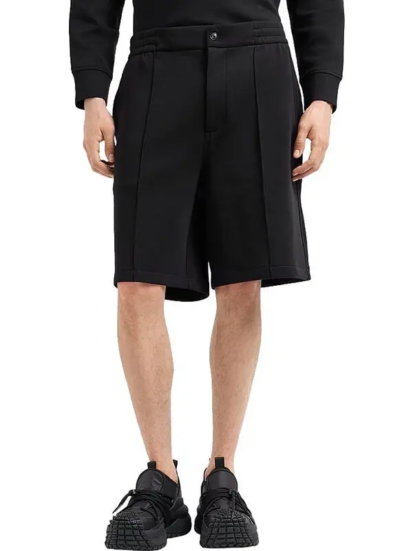 Emporio Armani Cotton Blend Double Jersey Bermuda Shorts - Solid Black