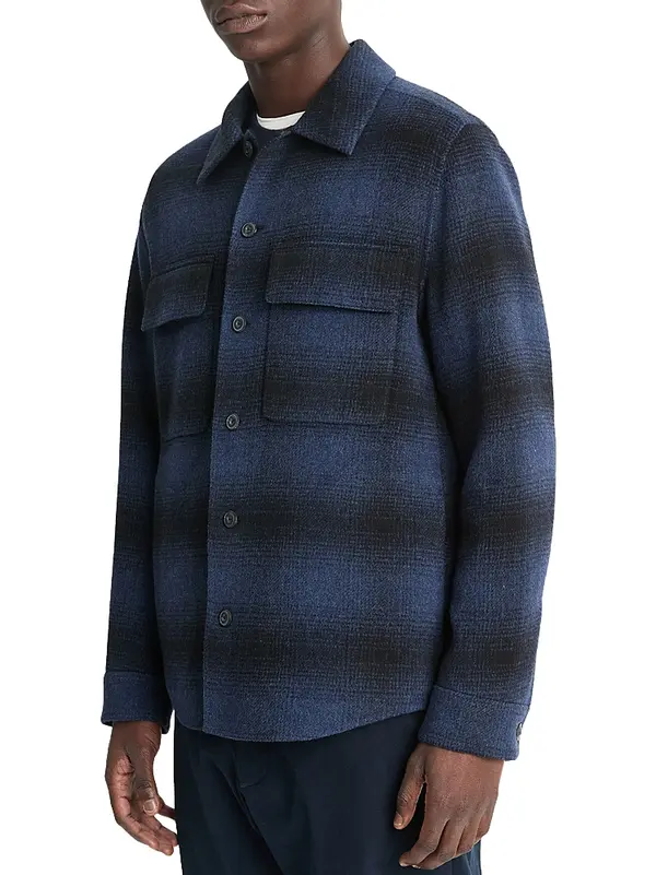 Vince Wool & Nylon Splittable Plaid Shirt Jacket - Ultramarin