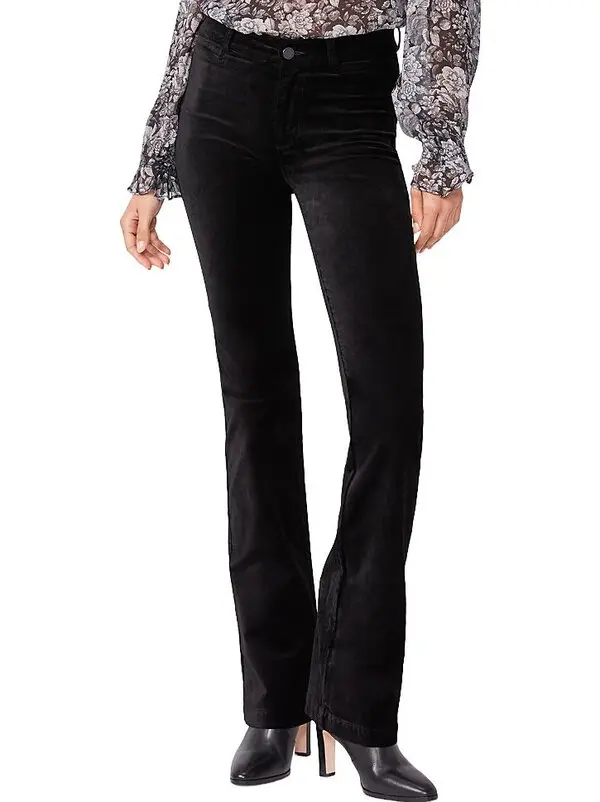Paige Manhattan High Rise Bootcut Velvet Jeans - Black Dye
