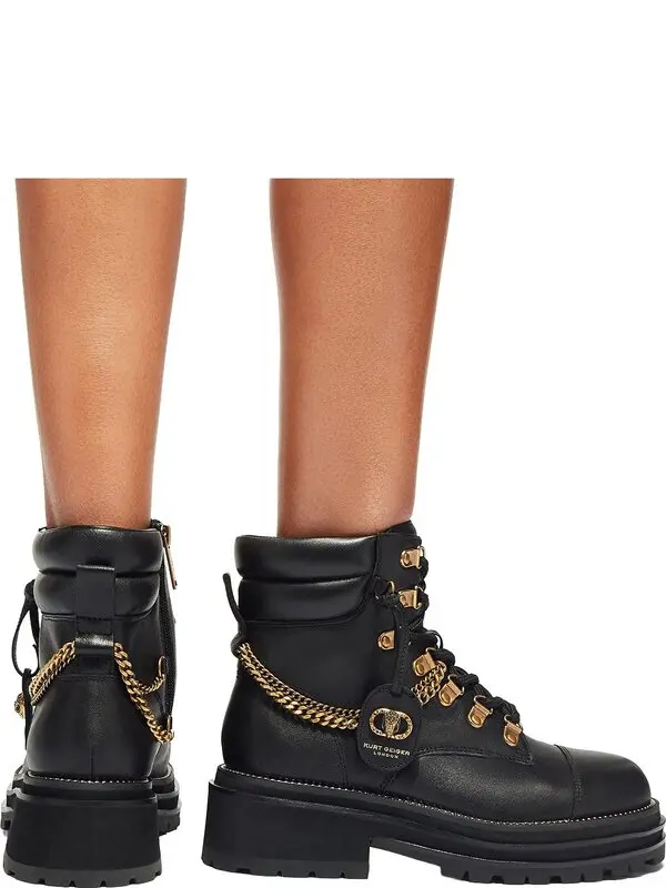Kurt Geiger Leather Chelsea Combat Boots With Chain Detail - Black