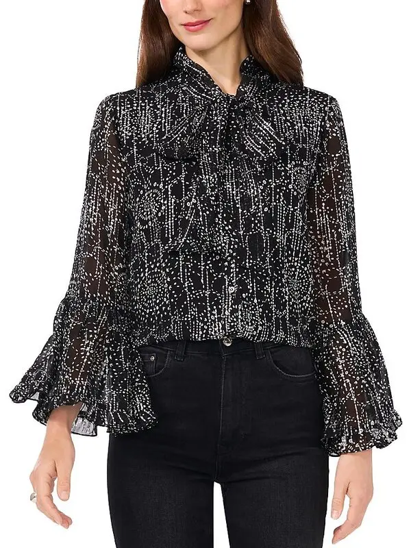 Vince Camuto Fan Sleeve Blouse - Rich Black