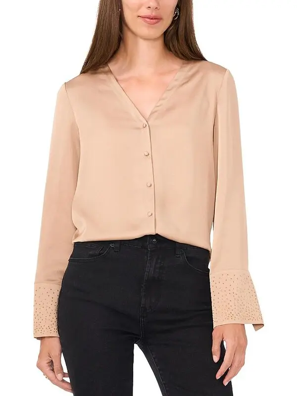 Vince Camuto Collarless Button-down Blouse - Nomad