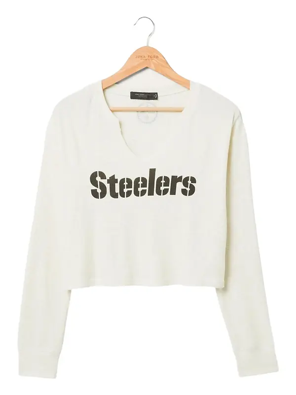 Junk Food Clothing Nfl Pittsburgh Steelers Sunday Crop Thermal - Oatmeal