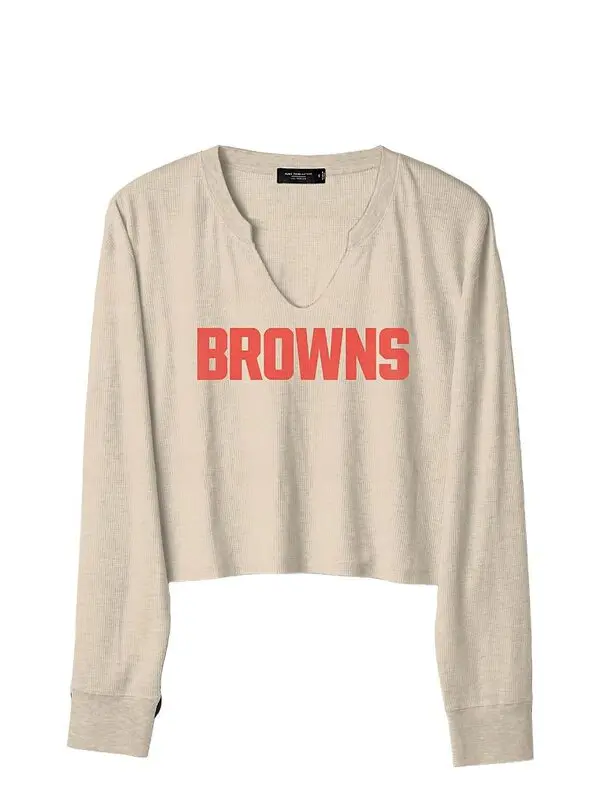Junk Food Clothing Nfl Cleveland Browns Crop Thermal - Oatmeal