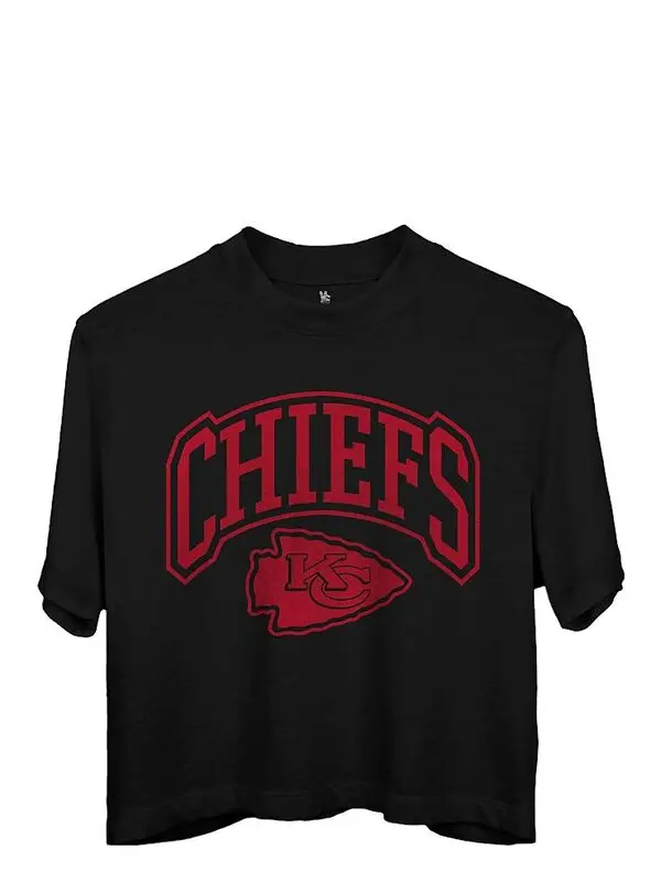 Junk Food Clothing Nfl Kansas City Chiefs Blitz Mock Neck Crop Tee - Black