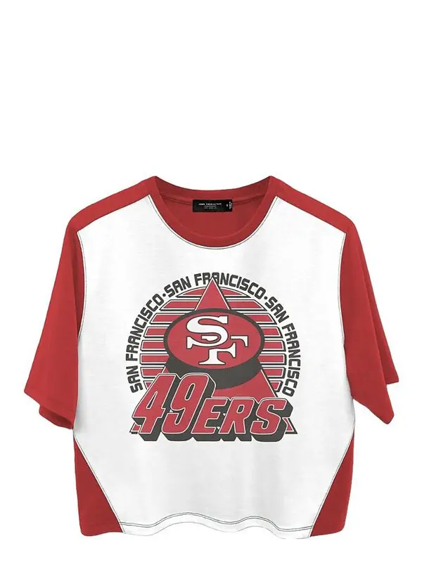 Junk Food Clothing Nfl San Francisco 49ers Color Block Crop Tee - White