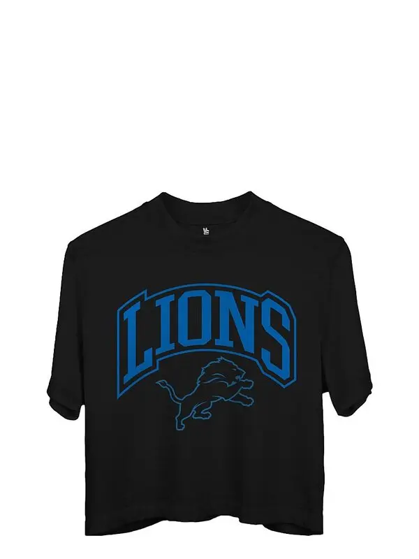 Junk Food Clothing Nfl Detroit Lions Blitz Mock Neck Crop - Black