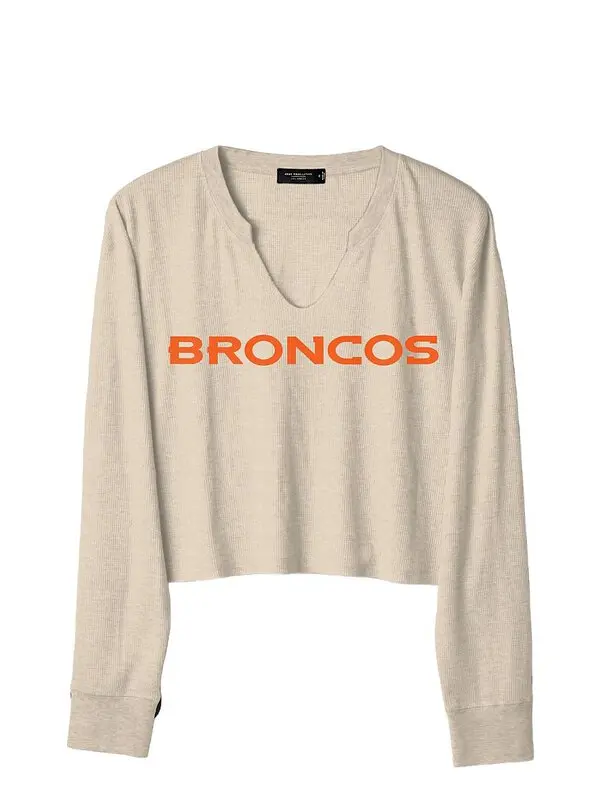 Junk Food Clothing Nfl Denver Broncos Sunday Crop Thermal - Oatmeal