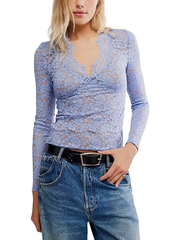 Free People All Day Lace Top - Dawn Breeze