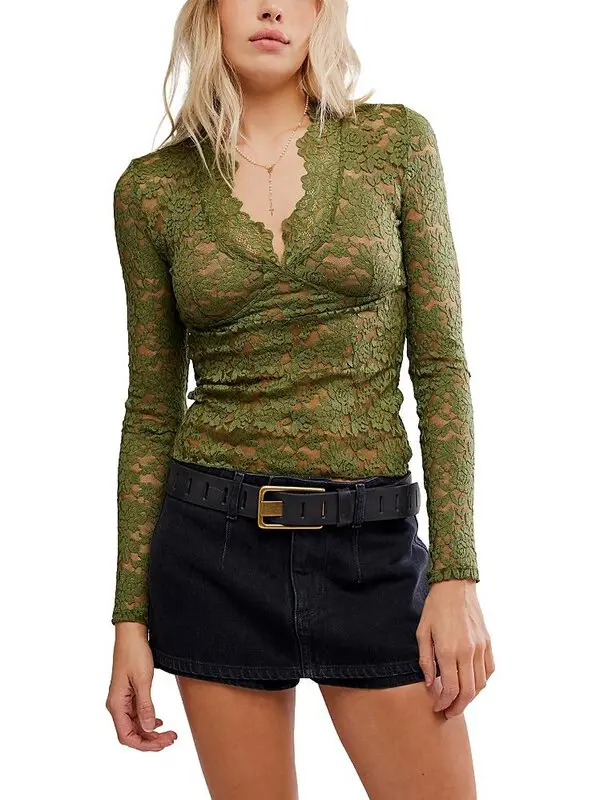 Free People All Day Lace Top - Terrarium
