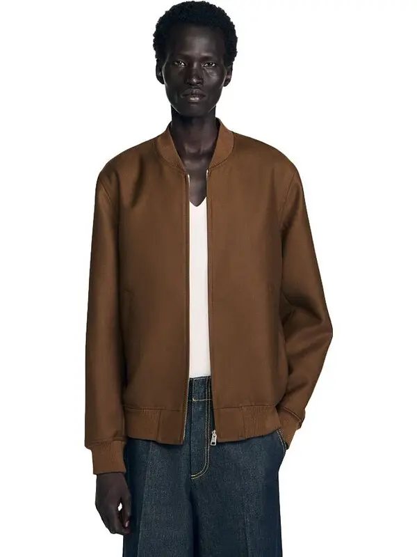 Sandro Zip Up Jacket - Tobacco Brown