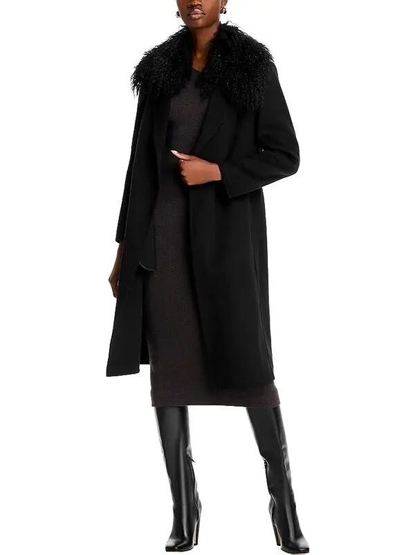 Kobi Halperin Shirley Shearling Collar Coat - Black