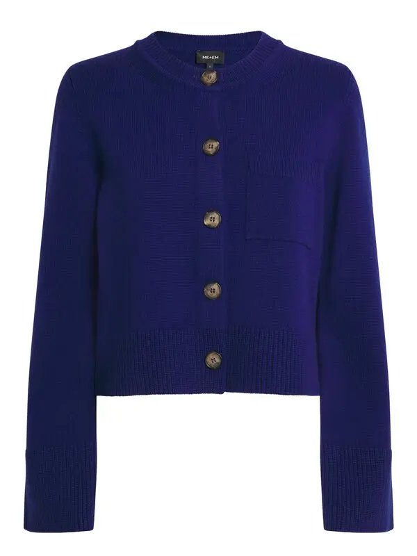 ME+EM Merino Wool-cashmere Cardigan - Blue