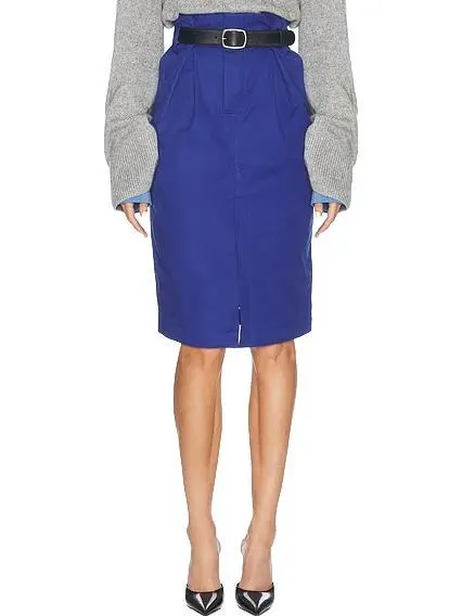 HELSA Paperbag Waist Cotton Skirt - Workman Blue
