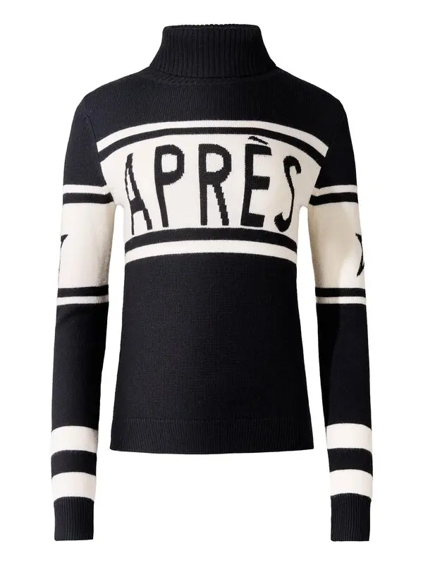 Perfect Moment Apres Merino Wool Sweater - White-black