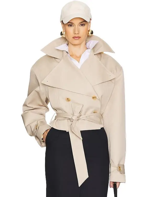 HELSA Oversized Cropped Trench - Chino