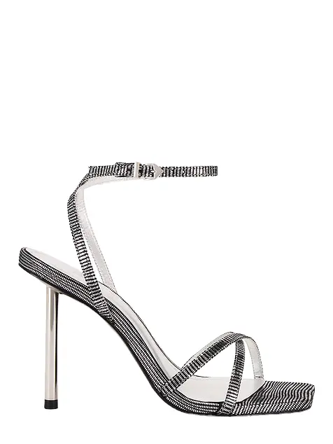 Schutz Eva Metallic Strappy Sandals - Prata Preto