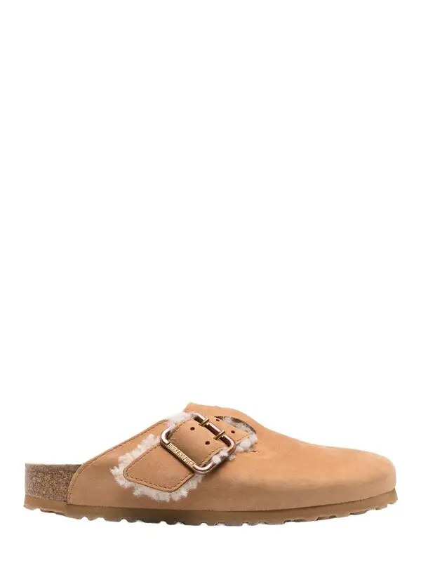 BIRKENSTOCK Boston Bold Shearling Natural Leather Clogs - Brown