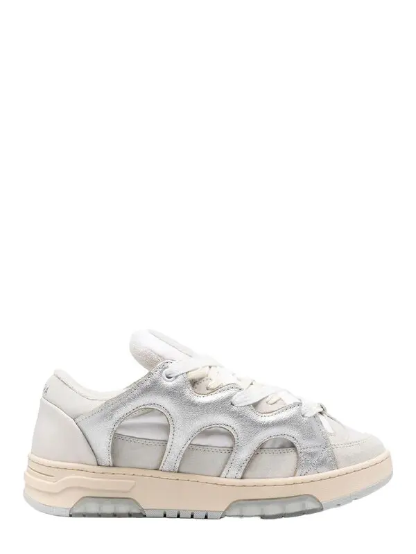 SANTHA Laminated Low Top Sneakers - Silver