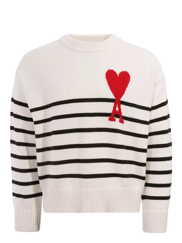 Ami De Coeur Striped Sweater - White