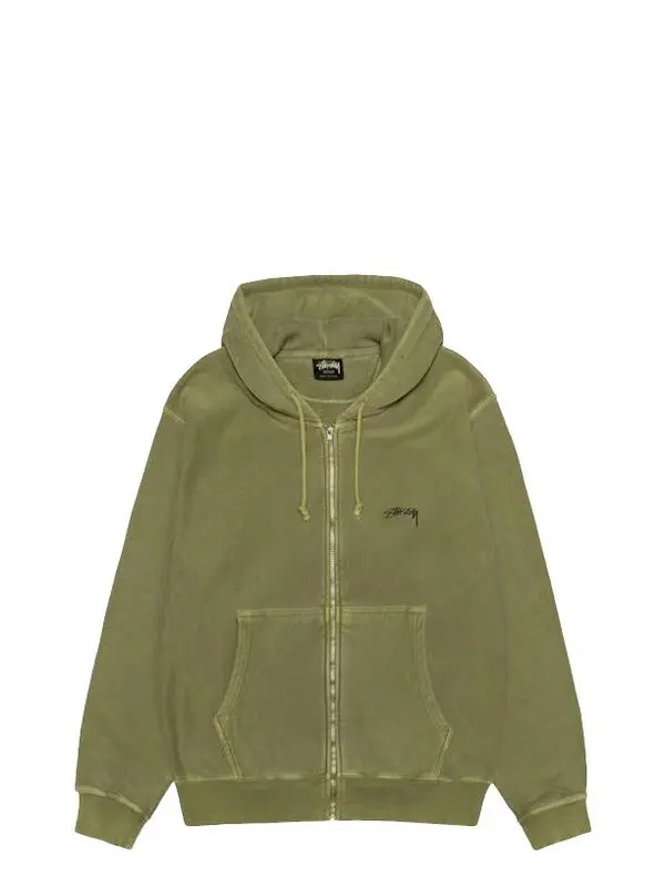 StÜssy Smooth Stock Pigment Dyed Zip Hoodie - Olive