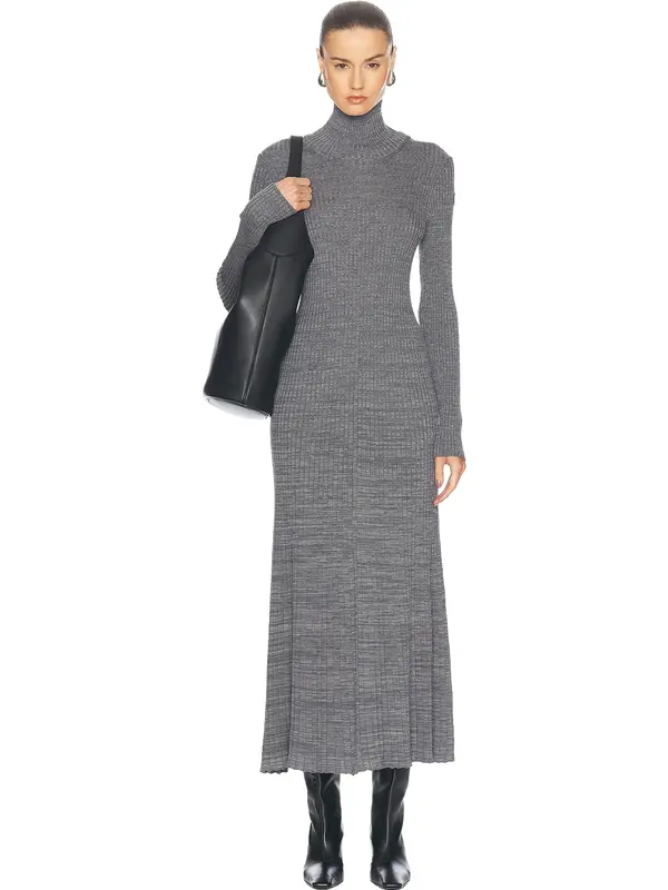 Moncler Turtleneck Knit Dress - Light Grey