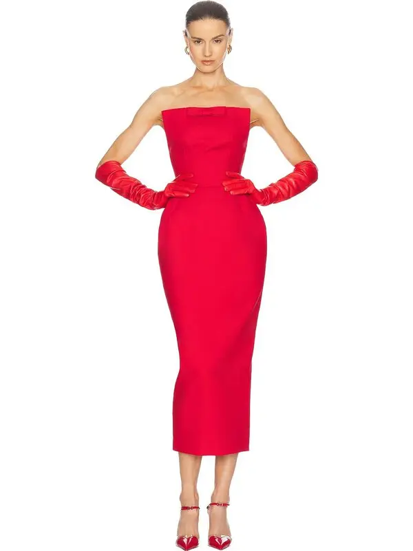 HELSA The Curve Dress With Bow - Lipstick Red