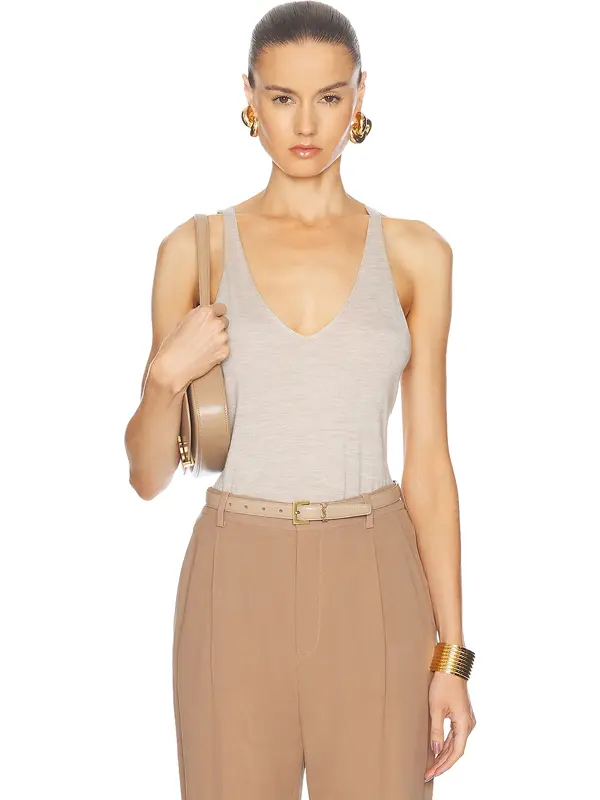 Saint Laurent Cashmere Tank Top - Beige