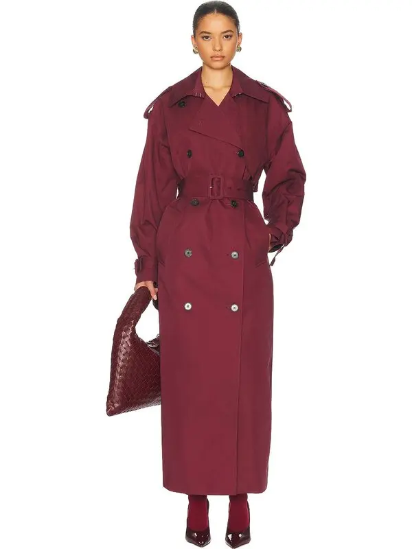 HELSA Classic Oversized Trench - Burgundy