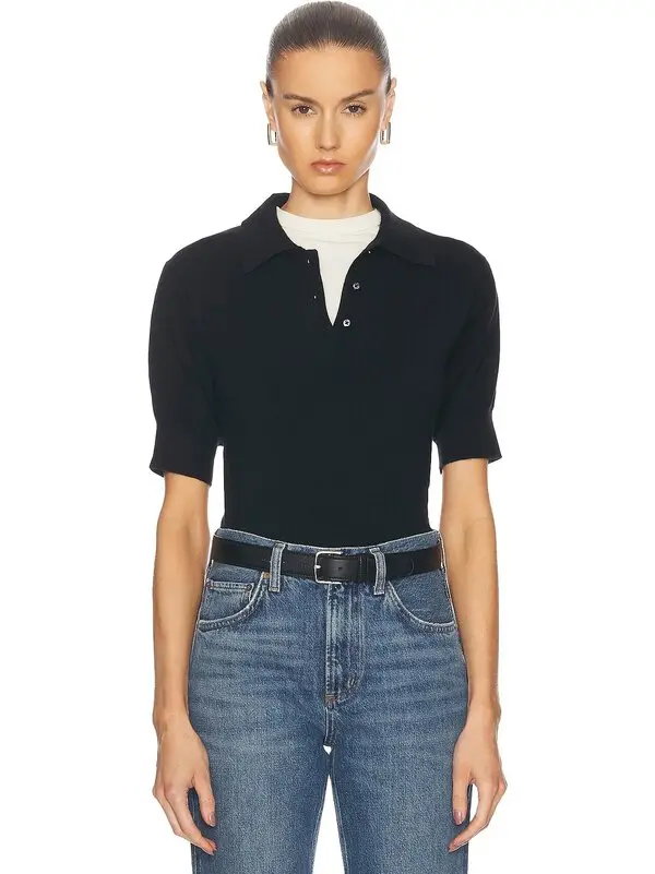 Eterne Journey Cashmere Polo Top - Black