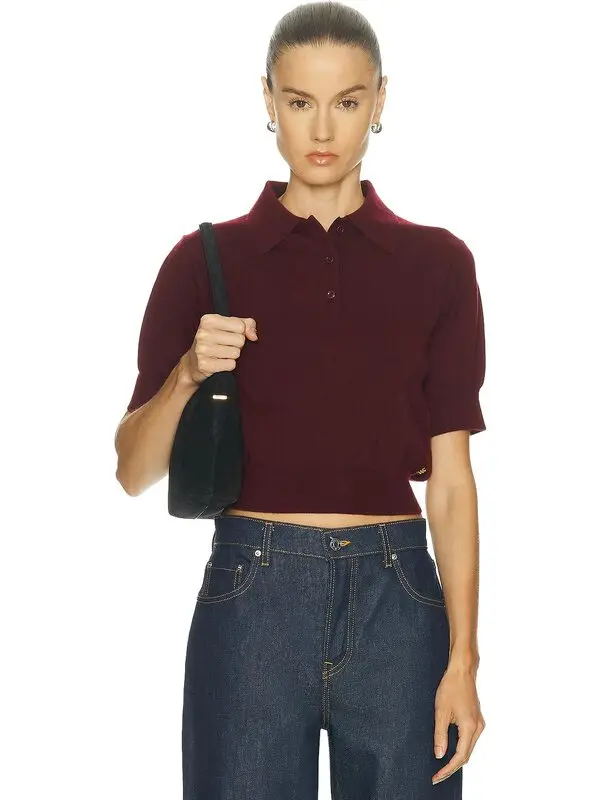 Eterne Journey Cashmere Polo Top - Oxblood