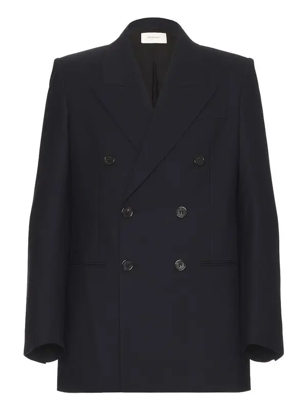 Saint Laurent Veste Alluree - Marine Fonce
