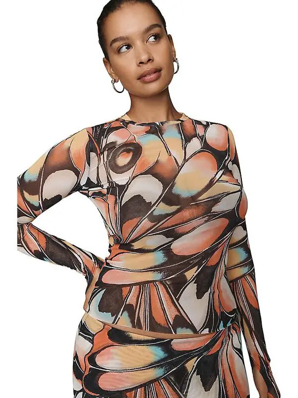 AFRM Kaylee Long-sleeve Mesh Top - Brandy Butterfly