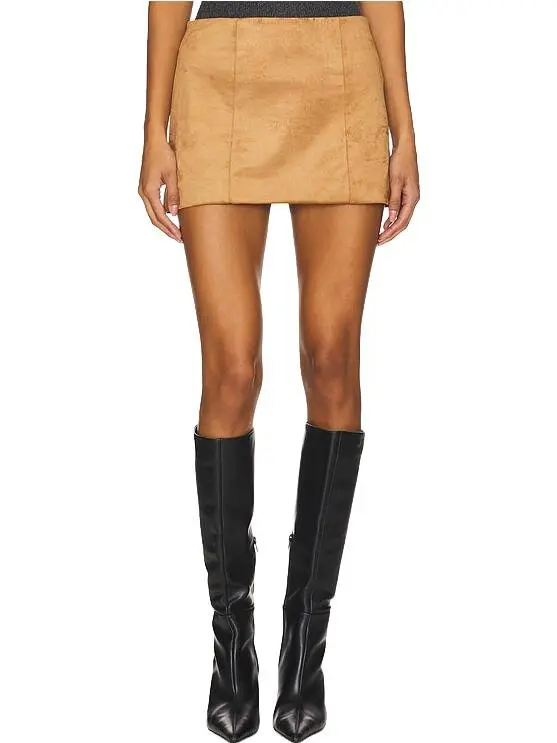 Tularosa Ginny Faux Suede Mini Skirt - Tan