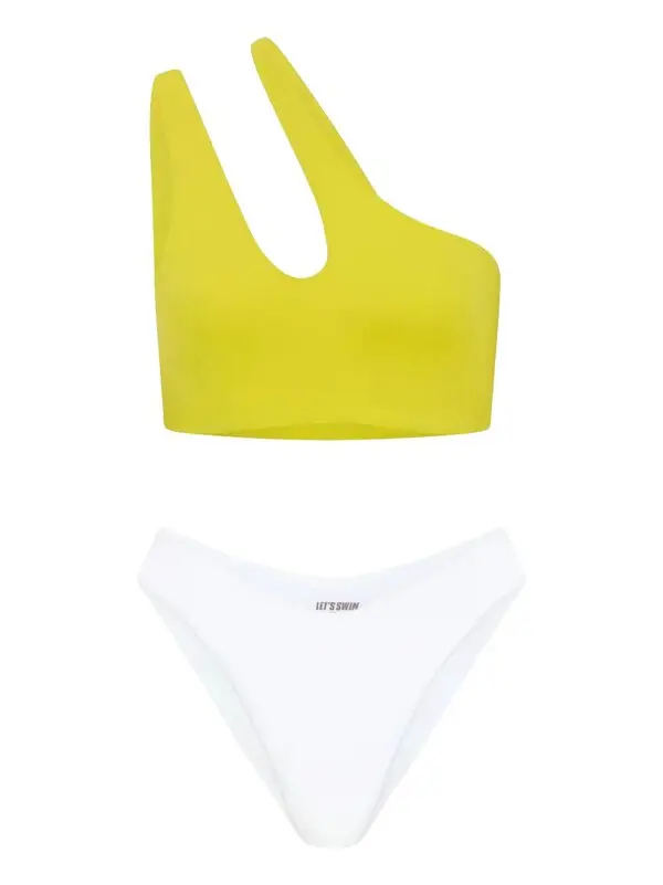 LET'S SWIM Teardrop One-shoulder Bikini Top - Yellow