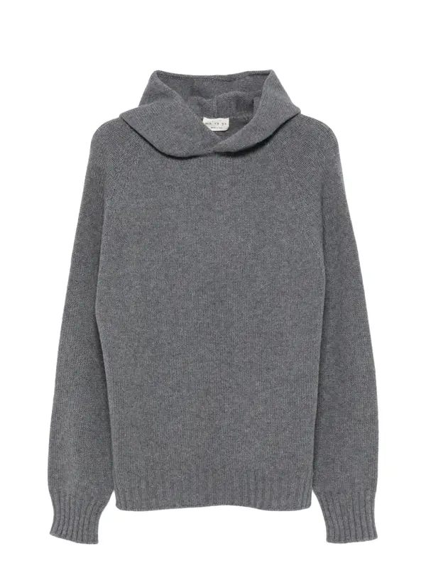 MA'RY'YA Ribbed-knit Hoodie - Grey