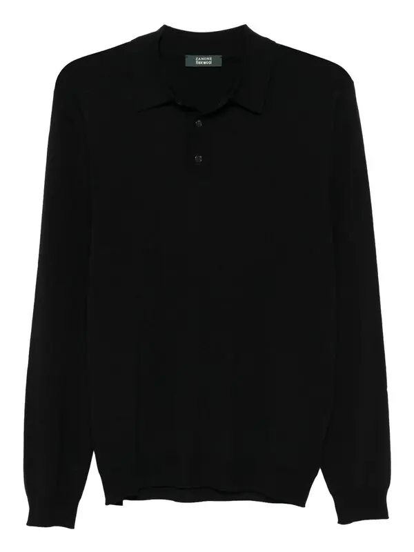 ZANONE Fine-knit Polo Shirt - Black